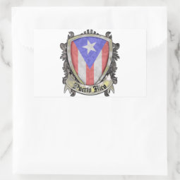 Puerto Rico Flag - Shield Crest Rectangular Sticker | Zazzle