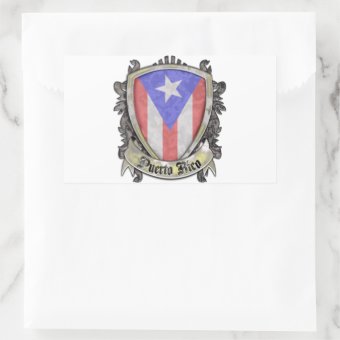 Puerto Rico Flag - Shield Crest Rectangular Sticker | Zazzle