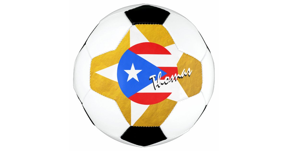 Puerto Rico Football & Gold Puerto Rican Flag Soccer Ball | Zazzle
