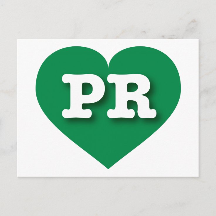 Puerto Rico Green Heart - I Love PR Postcard | Zazzle