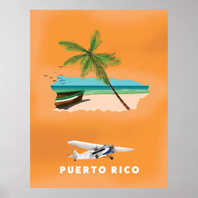 Puerto Rico illustrated map travel poster. Poster | Zazzle