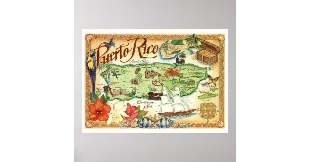 Puerto Rico Map Poster | Zazzle