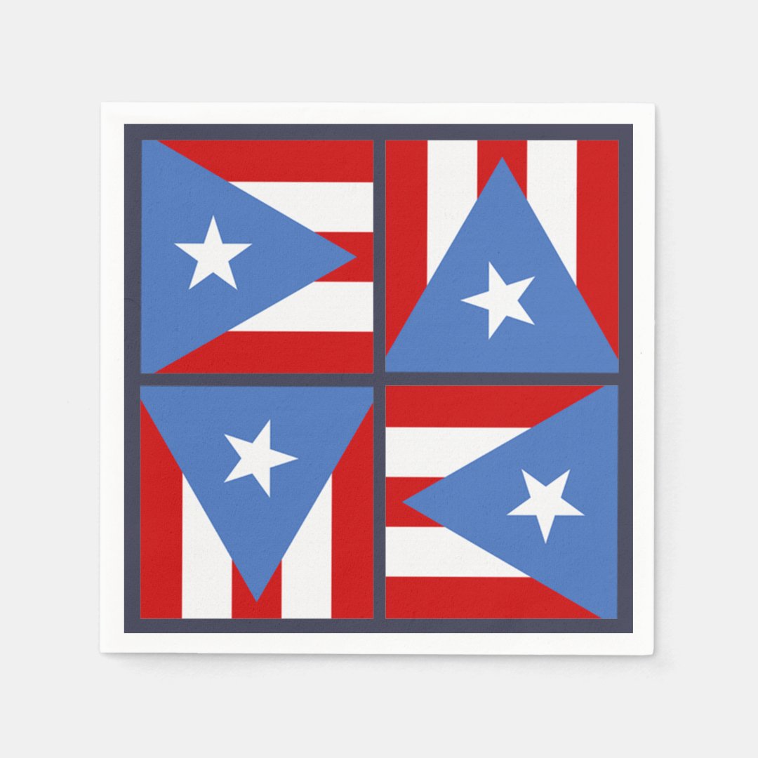 Puerto Rico Party Theme: Bold Flag Square Pattern Paper Napkins | Zazzle