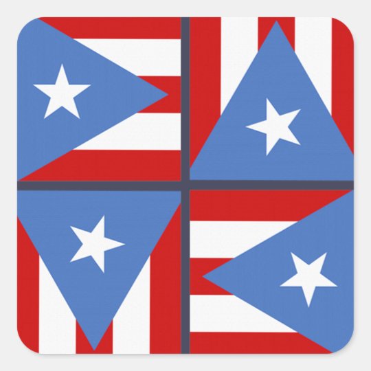 Puerto Rico Party Theme: Bold Flag Square Pattern Square Sticker ...