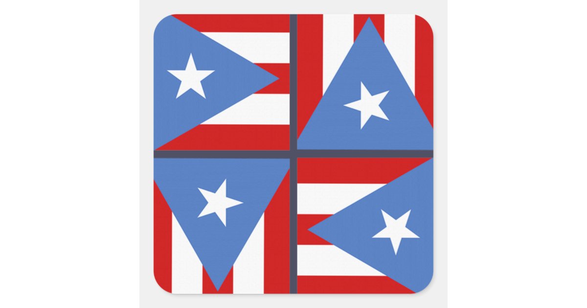 Puerto Rico Party Theme: Bold Flag Square Pattern Square Sticker | Zazzle