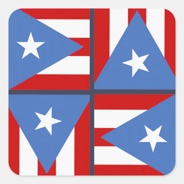 Puerto Rico Party Theme: Bold Flag Square Pattern Square Sticker | Zazzle