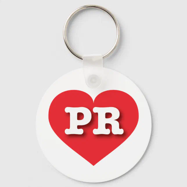Puerto Rico Red Heart - I love PR Keychain | Zazzle