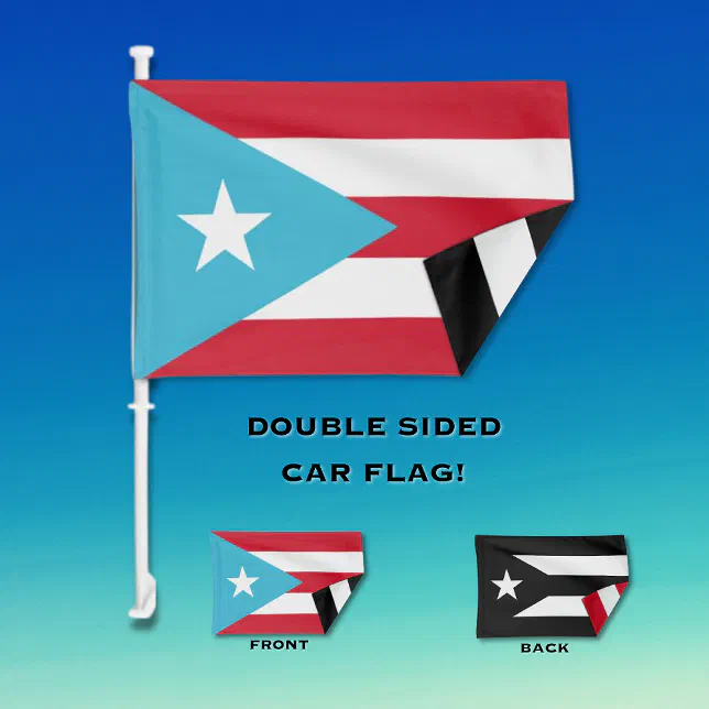 Puerto Rico/Resistance Black & White Double Sided Car Flag | Zazzle