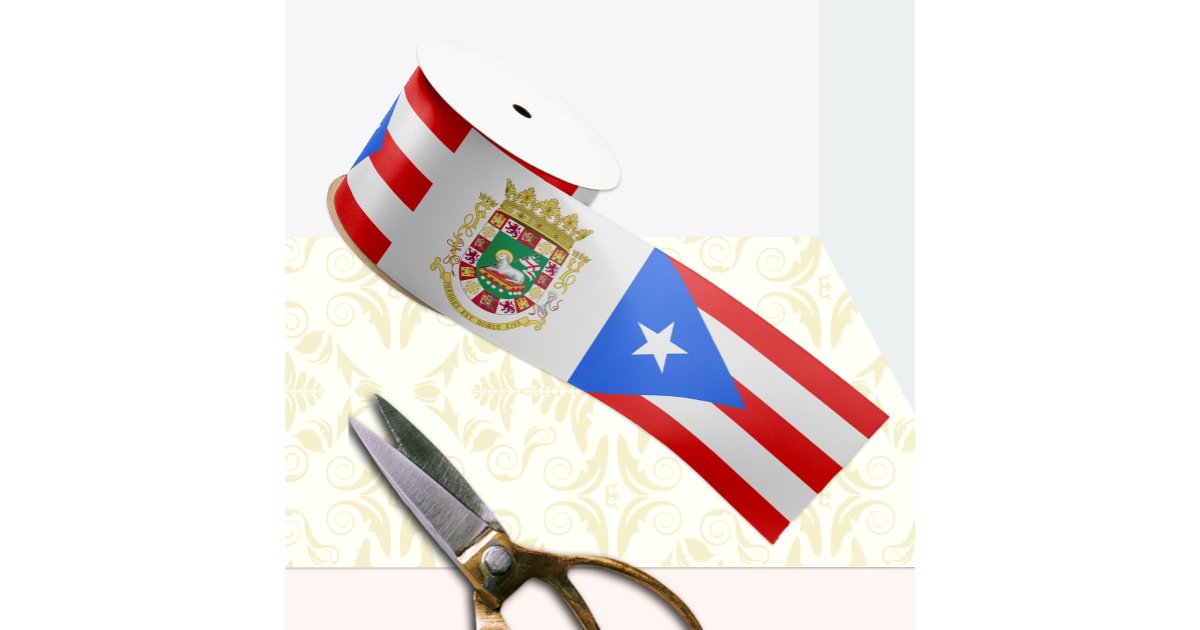 Puerto Rico Ribbon, Emblem, Puerto Rican Flag Satin Ribbon | Zazzle