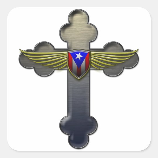Puerto Rico - Shield & Cross Square Sticker | Zazzle.com