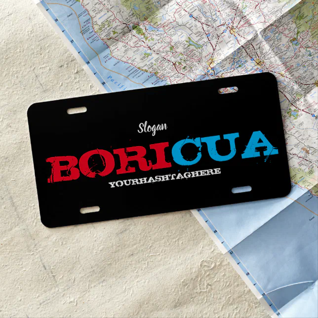 Puerto Rico Themed Blue Red Color Block Letter License Plate | Zazzle