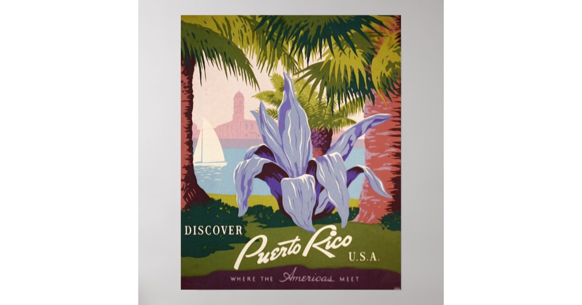 Puerto Rico Vintage Travel Poster Art Print | Zazzle