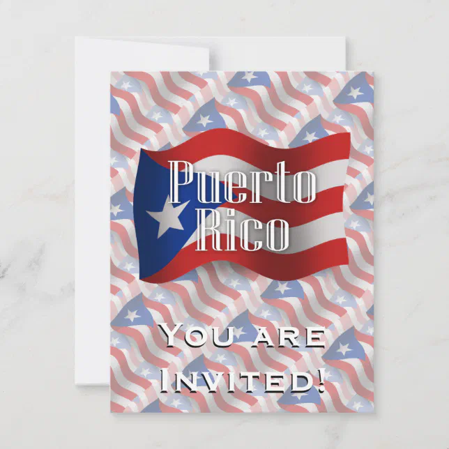 Puerto Rico Waving Flag Invitation | Zazzle