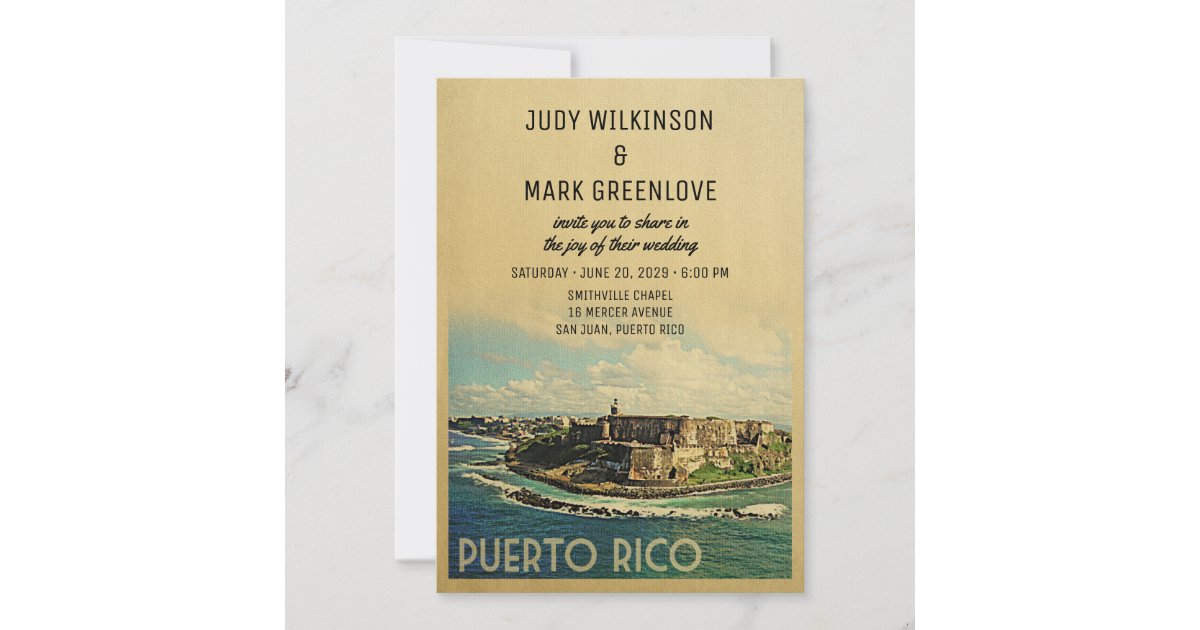Puerto Rico Wedding Invitation Vintage Mid-Century | Zazzle