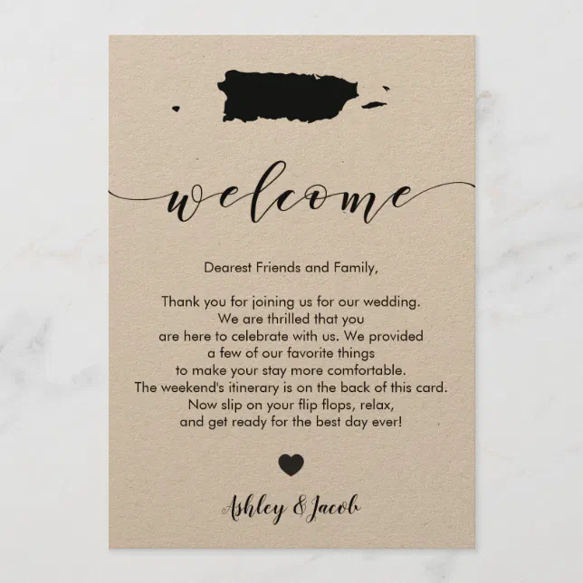 Puerto Rico Wedding Welcome Letter & Itinerary Program | Zazzle
