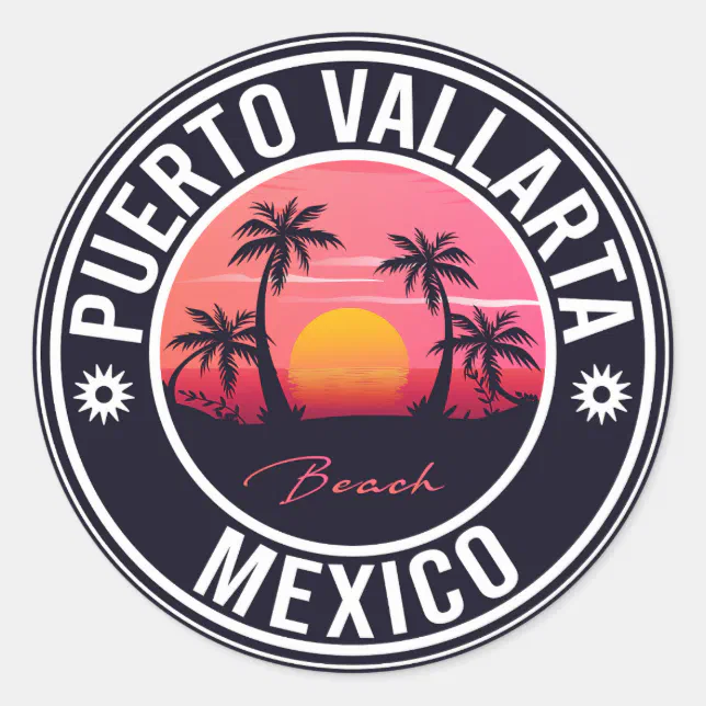 Puerto Vallarta Mexico beach. Mexican Playa Classic Round Sticker | Zazzle
