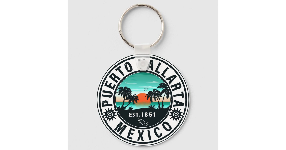 Puerto Vallarta Mexico Retro Sunset Souvenirs 60s Keychain | Zazzle