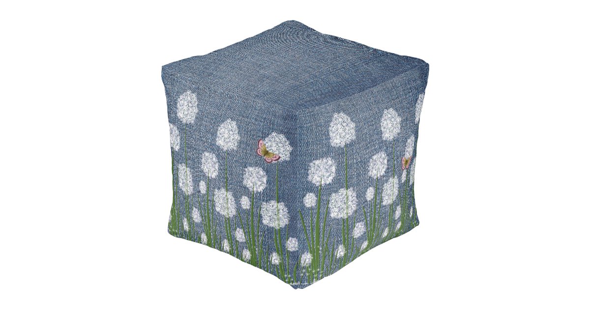 Puff Flowers With Butterflies Pouf | Zazzle