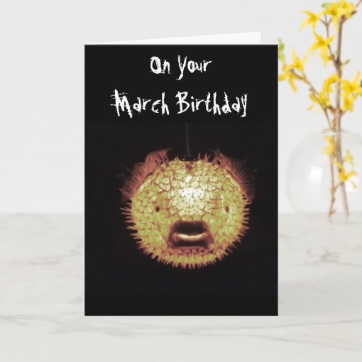 PUFFER FISH SAYS ***HAPPY BIRTHDAY*** LET'S FISH CARD | Zazzle