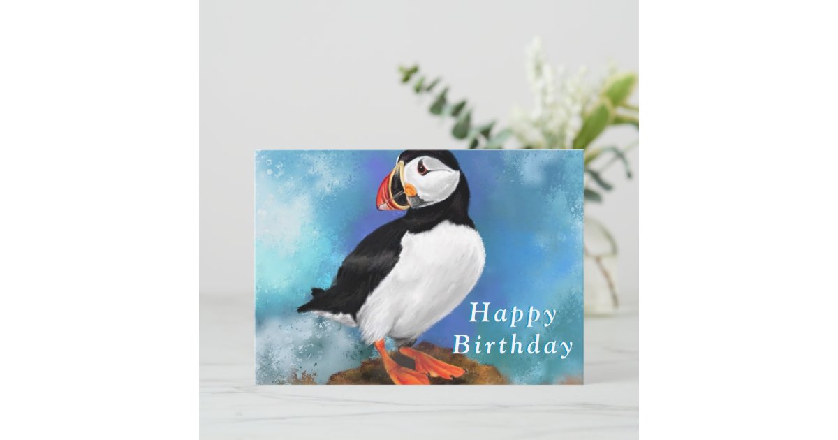 Puffin Bird Happy Birthday Card | Zazzle