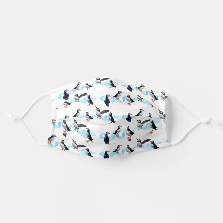 Puffin Party Adult Cloth Face Mask | Zazzle