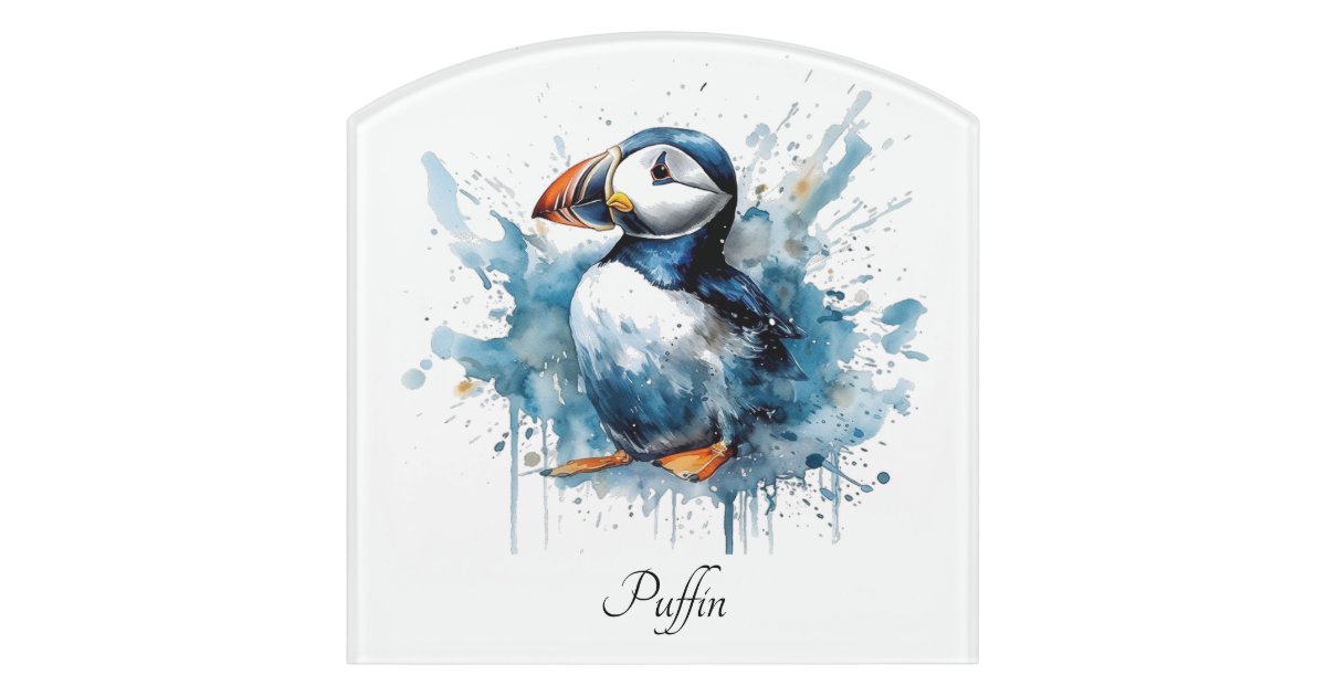 Puffin Splash, custom Door Sign | Zazzle