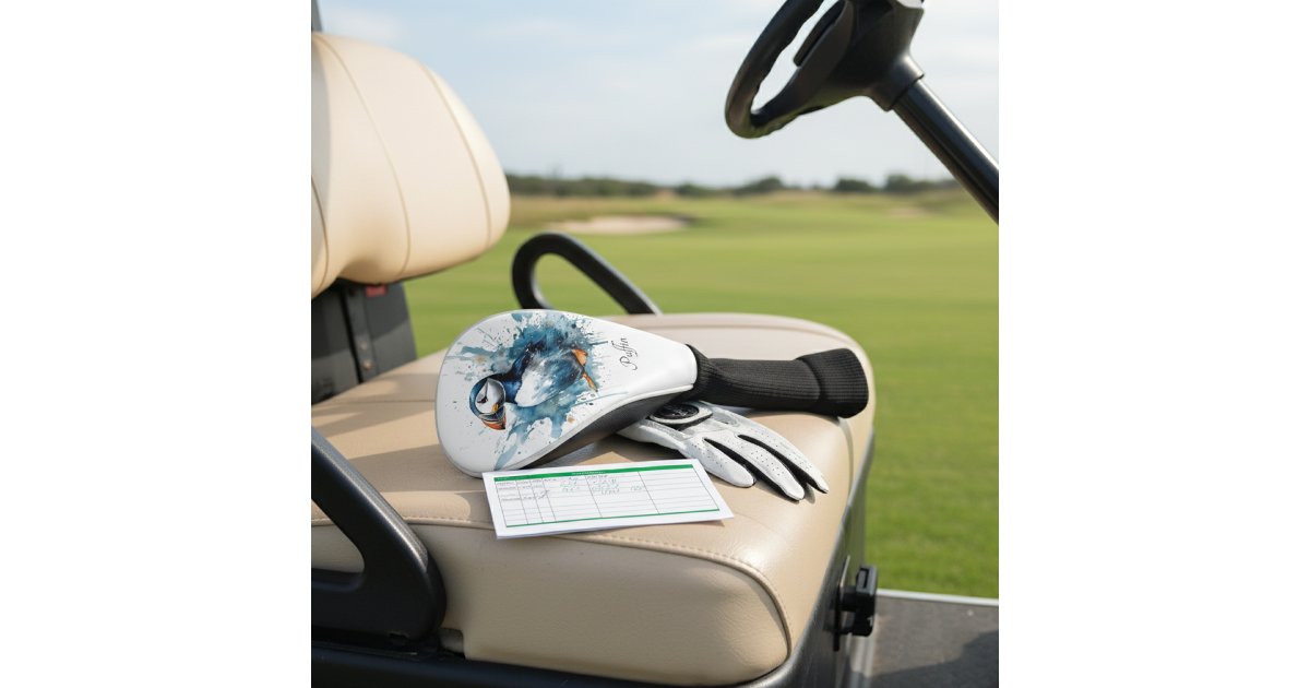 Puffin Splash, custom Golf Head Cover | Zazzle