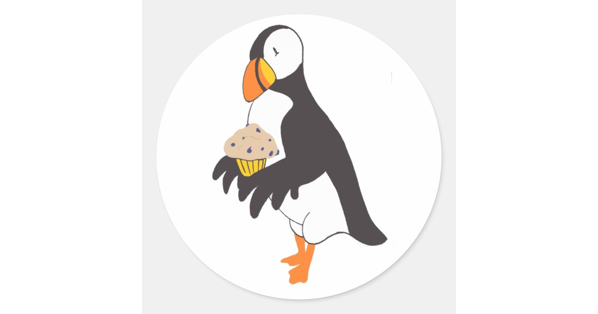 Puffin with a Muffin Classic Round Sticker | Zazzle