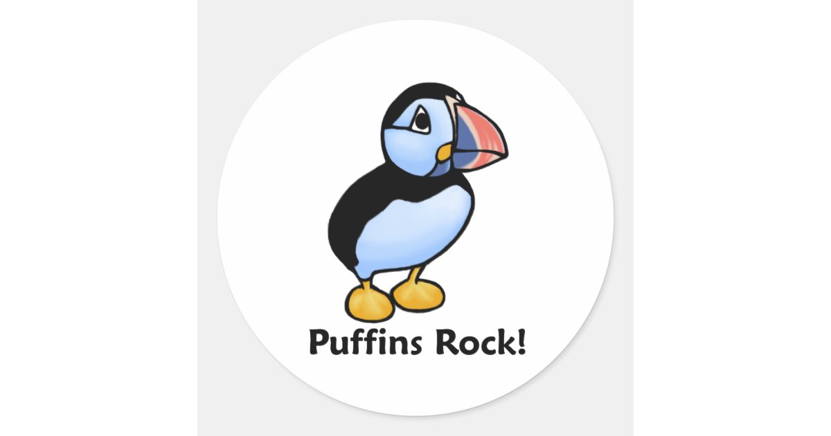 Puffins Rock! Classic Round Sticker | Zazzle