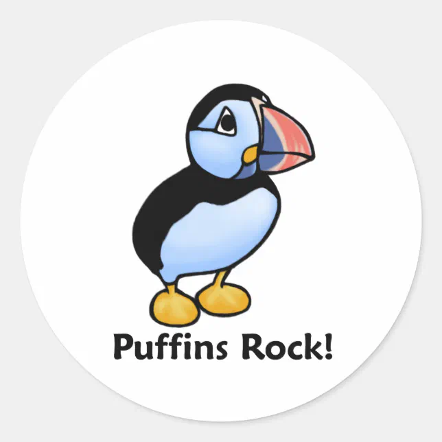 Puffins Rock! Classic Round Sticker | Zazzle