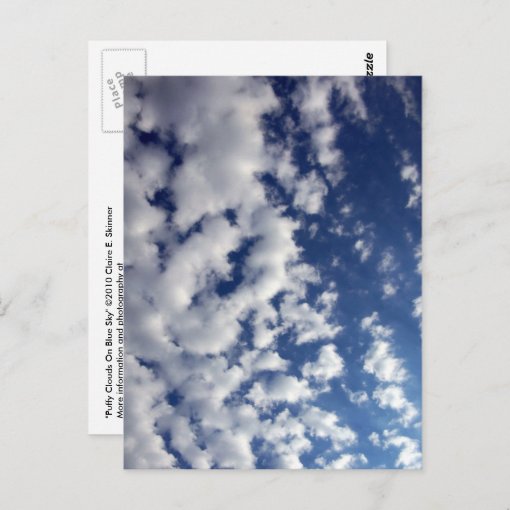 Puffy Clouds On Blue Sky Postcard | Zazzle