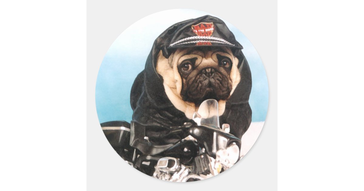 Pug Biker Stickers | Zazzle