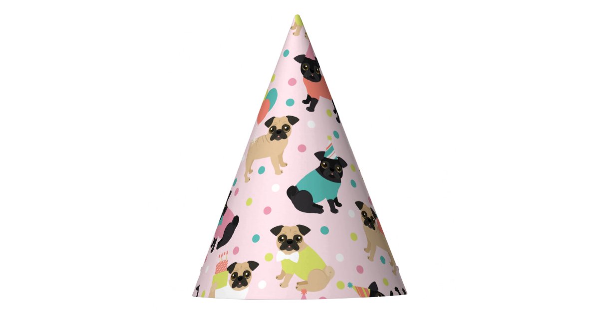 Pug Birthday Party Celebration Party Hat | Zazzle