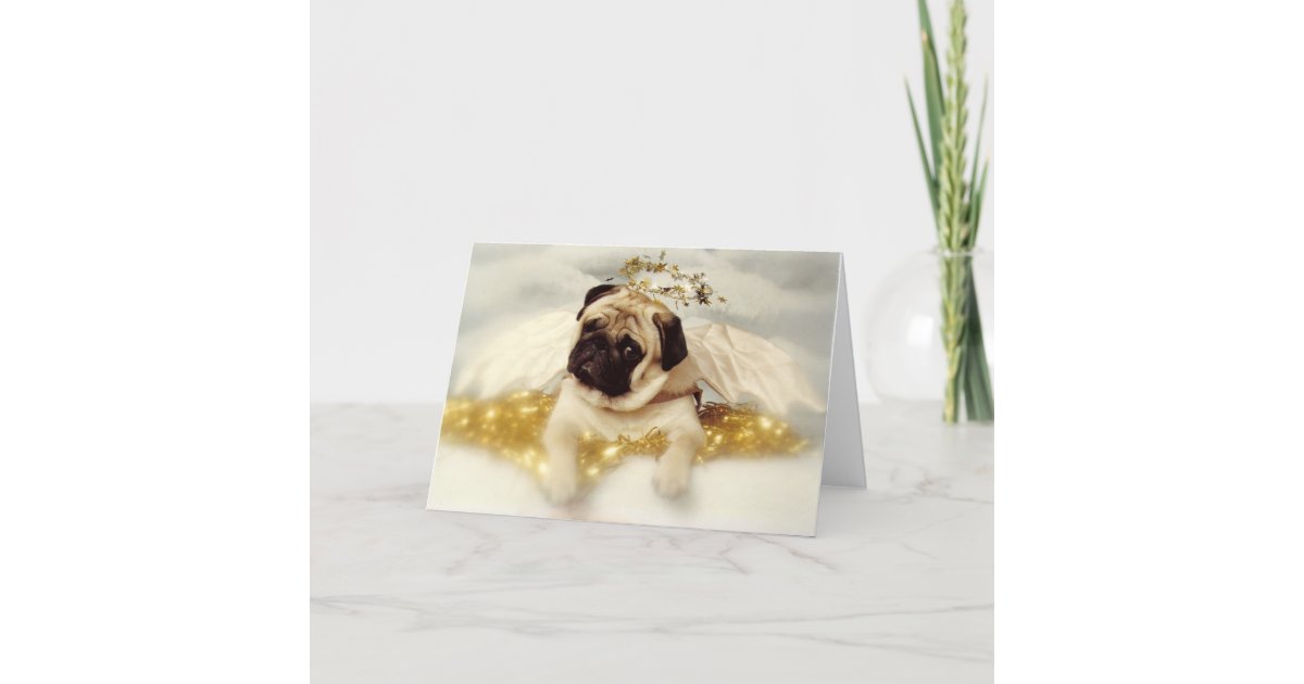 Pug Dog Angel Holiday Card | Zazzle.com