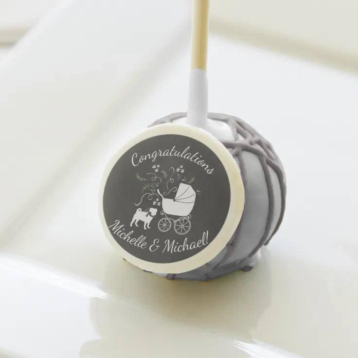 Pug Dog Baby Shower Theme Puppy Gender Neutral Cake Pops | Zazzle