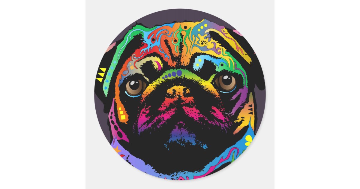 Pug Dog Classic Round Sticker | Zazzle