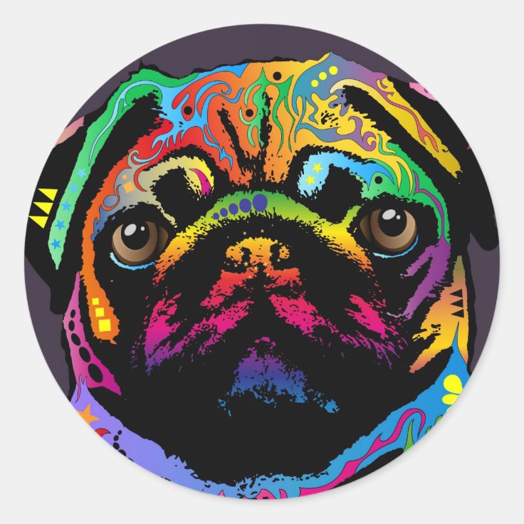 Pug Dog Classic Round Sticker | Zazzle