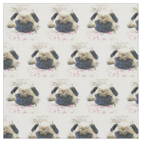 I Love my Pug Fabric | Zazzle