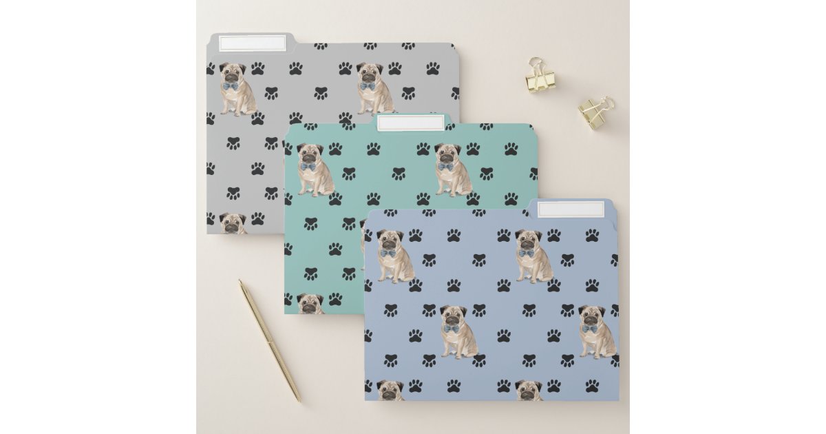 Pug Dog Paw Prints Pattern File Folder | Zazzle