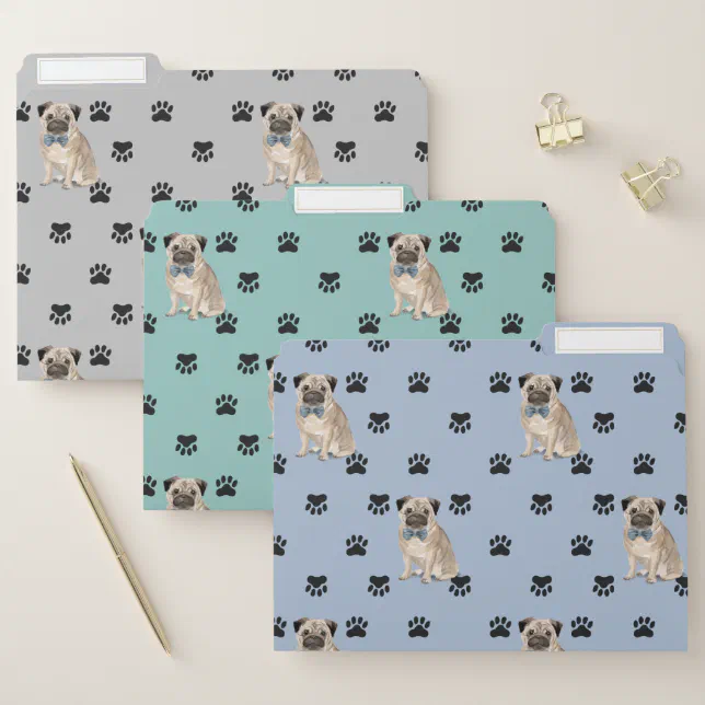 Pug Dog Paw Prints Pattern File Folder | Zazzle