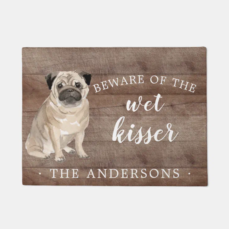 Pug Dog Personalized Door Mat | Zazzle