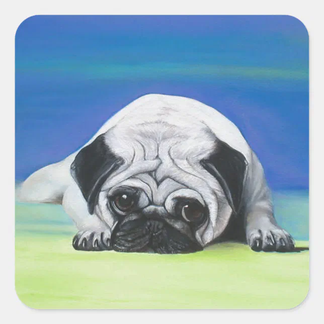 Pug Dog Square Sticker | Zazzle
