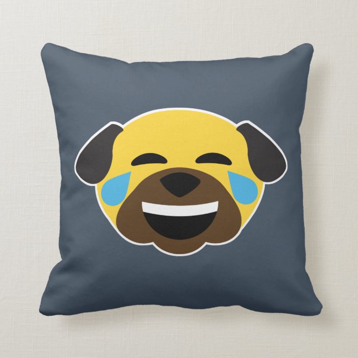 Pug Emoji Emoticon Tears of Joy and Love Throw Pillow | Zazzle.com