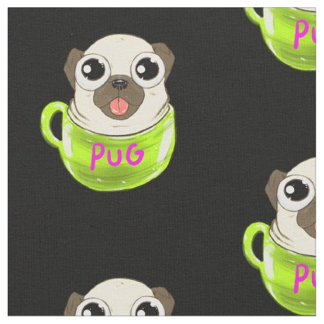 I Love my Pug Fabric | Zazzle
