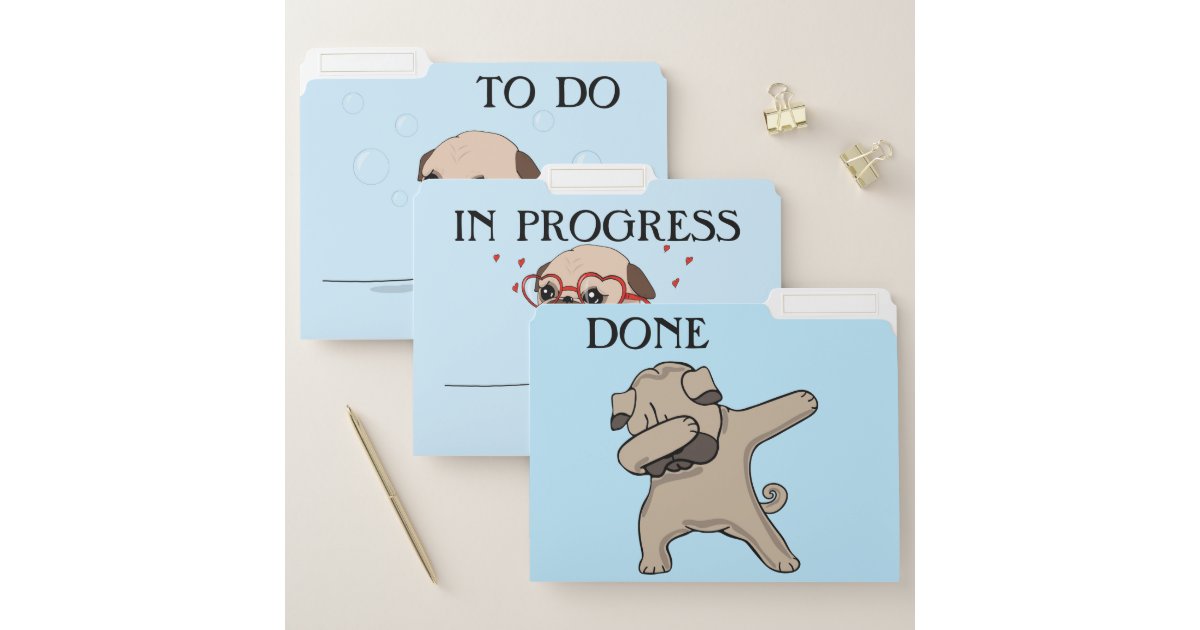 Pug File Folders Zazzle