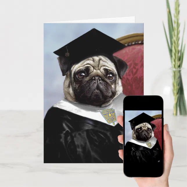Pug graduation card | Zazzle