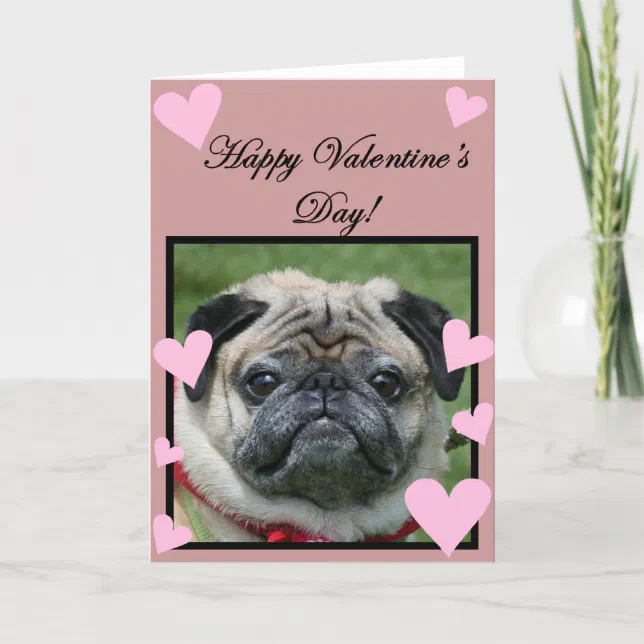 Pug Happy Valentine's Day Greeting card | Zazzle