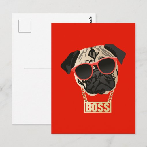 Pug Life - I am the Boss Postcard for Pug Parents | Zazzle
