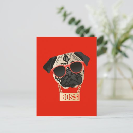 Pug Life - I am the Boss Postcard for Pug Parents | Zazzle
