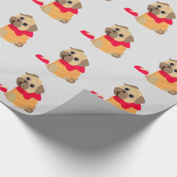 Pug Love adorable pug puppy dog Wrapping Paper | Zazzle